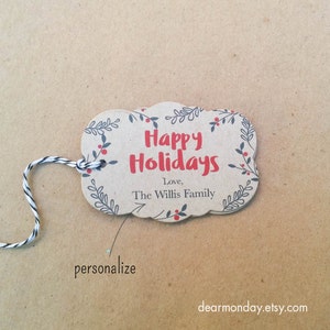 Woodland Holiday Gift Tags Custom Holiday Tag Set Rustic Christmas Gift ...