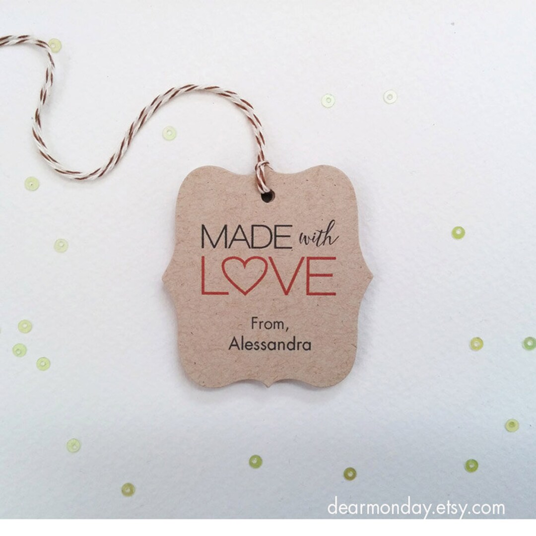 Made With Love Tags - Baked With Love - Custom Gift Tags - Brown Kraft ...