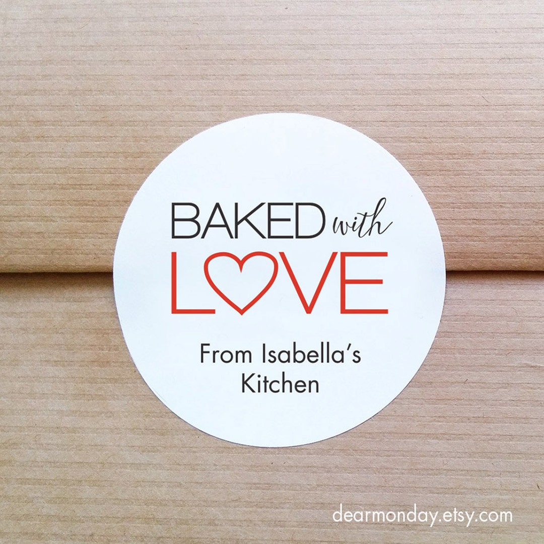 Baked With Love Labels - Made With Love Stickers - White Personalized ...