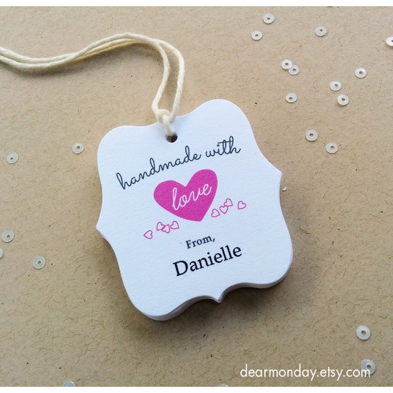 Handmade With Love Tags Customized Product Hang Tags | Etsy