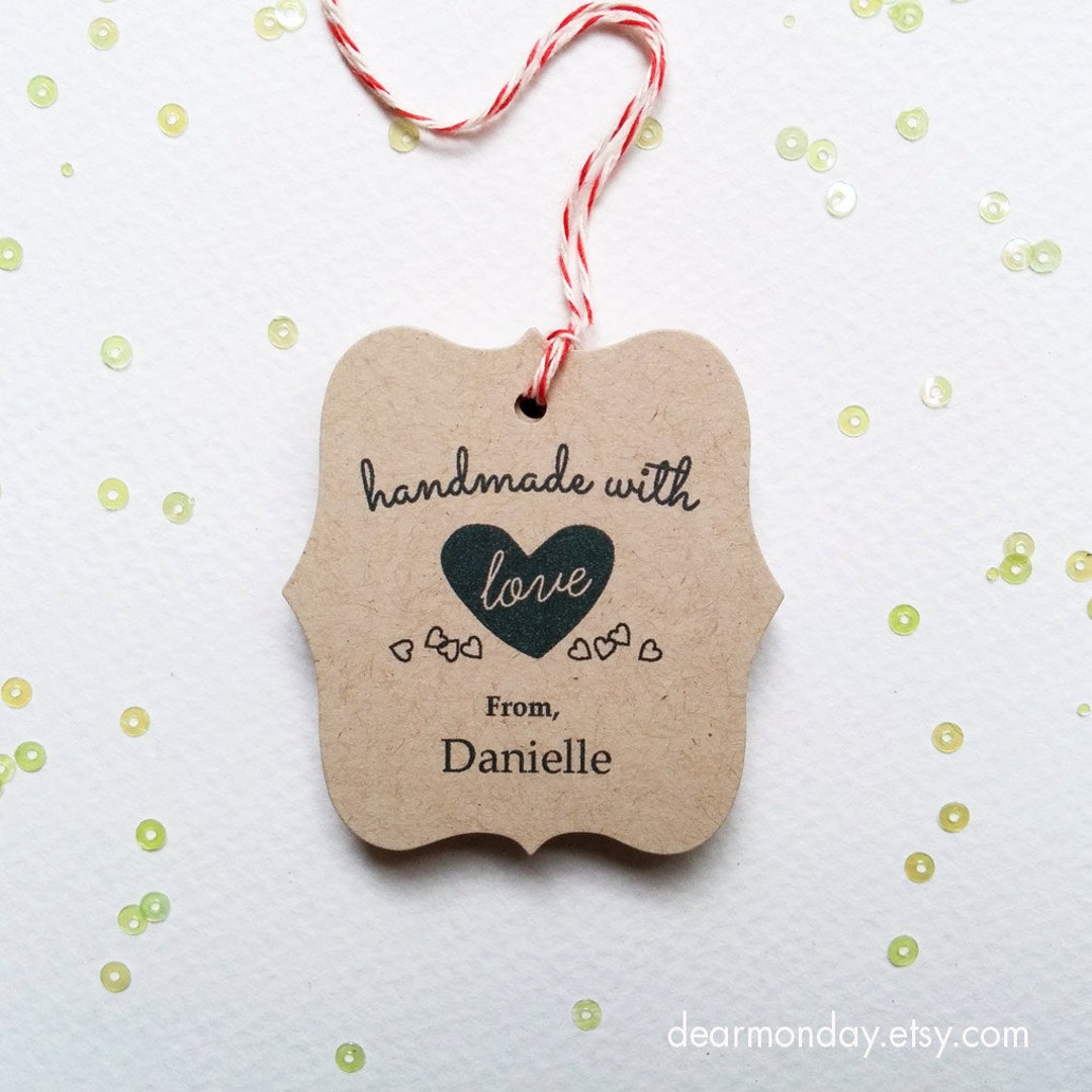 Kraft Handmade With Love Tags - Customized Favor Tags - Holiday ...
