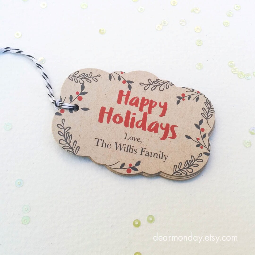 Woodland Holiday Gift Tags Custom Holiday Tag Set Rustic Christmas Gift ...