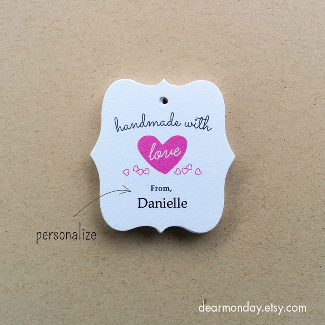 Handmade With Love Tags Customized Product Hang Tags | Etsy