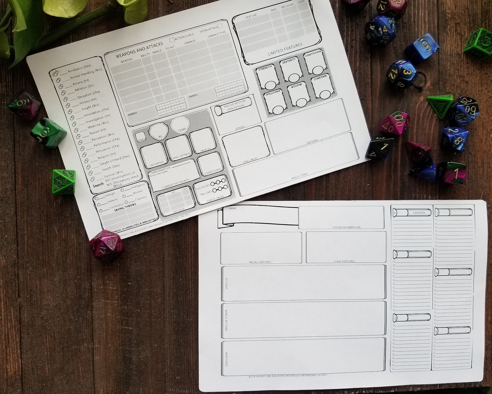 D&D Mini Character Sheet Bundle Printable Fillable PDF | Etsy