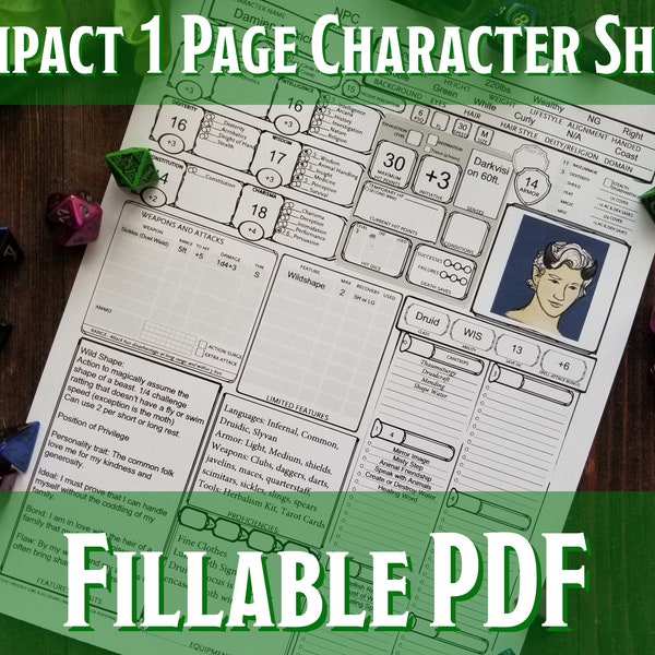 Npc Character Sheet - Etsy