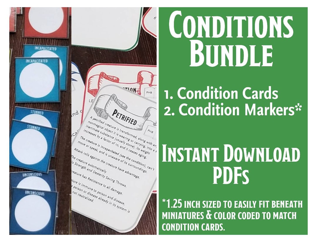 D&D Condition Cards Bundle | Printable Fillable PDF| Dungeons and ...