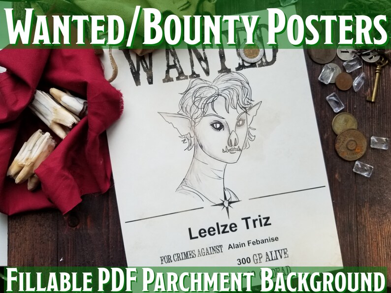 Bounty/wanted Poster Prop 10 Portraits |parchment Background| Printable ...