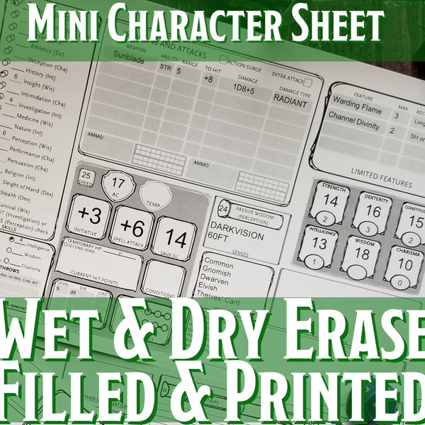 Mini Character Sheet - Etsy