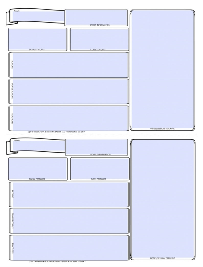 D&D Mini Character Sheet Bundle Printable Fillable PDF - Etsy