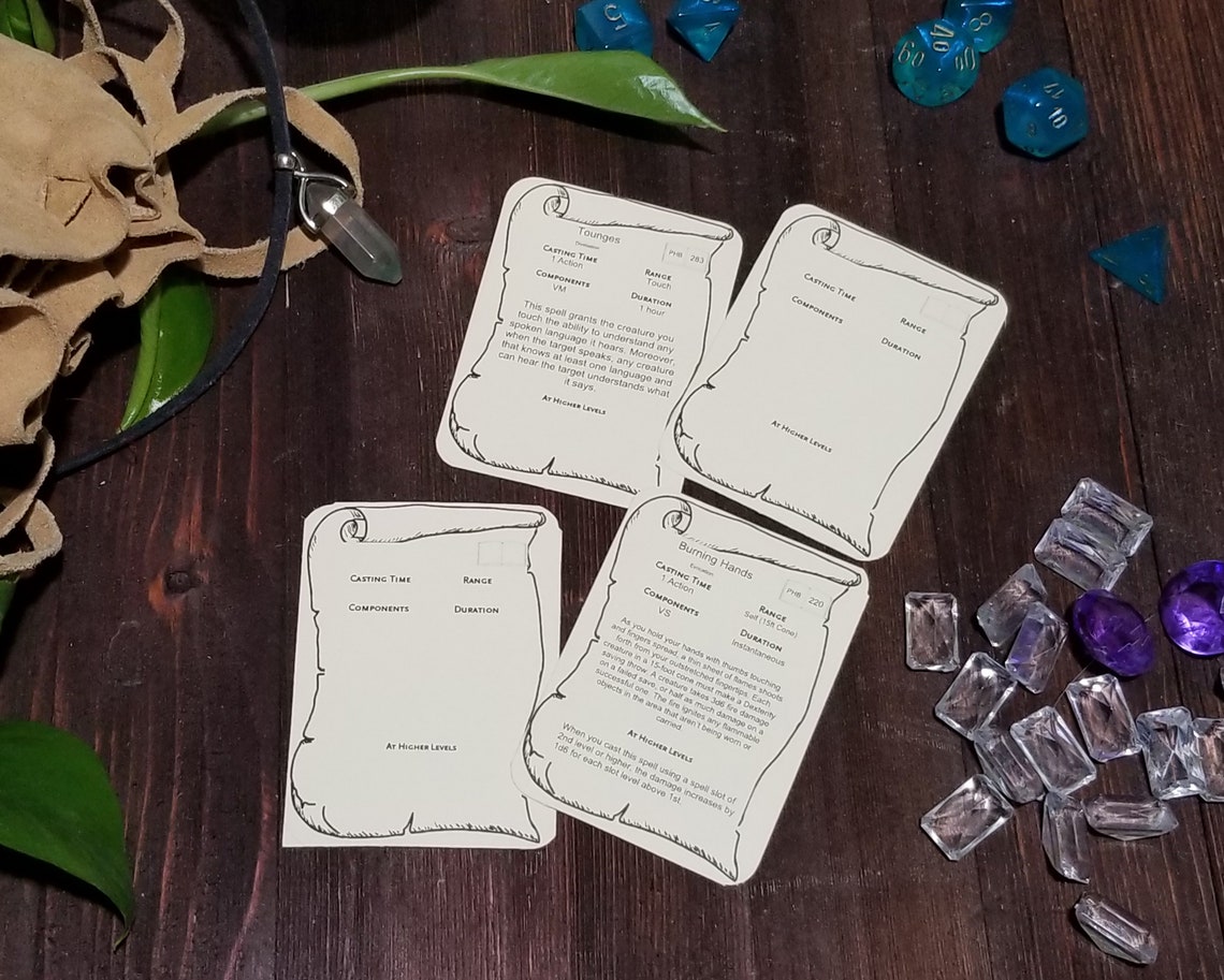 Spell Cards Printable Fillable PDF Dungeons and Dragons 5e - Etsy