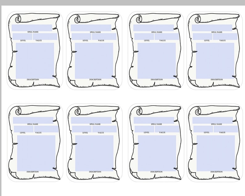 Card Bundle Printable Fillable PDF Dungeons and Dragons 5e | Etsy