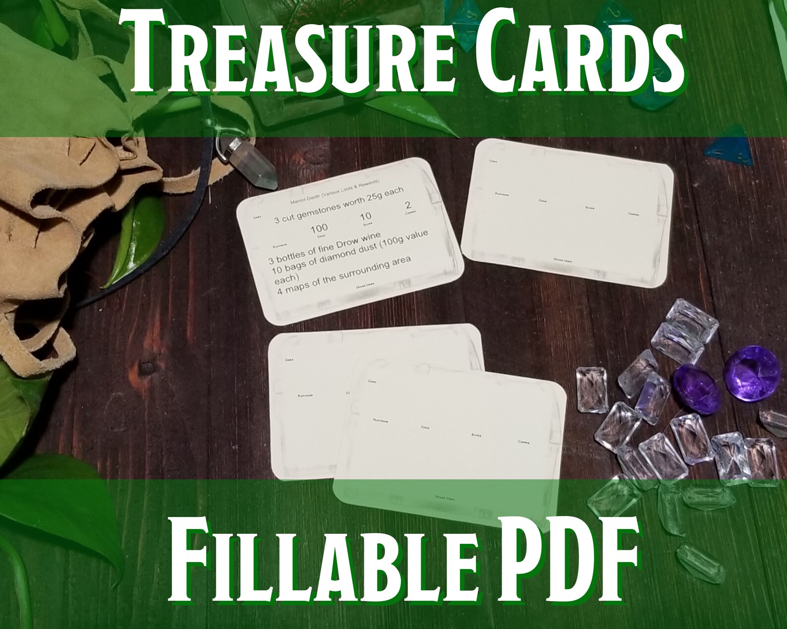 Treasure Cards Printable Fillable PDF Dungeons and Dragons - Etsy