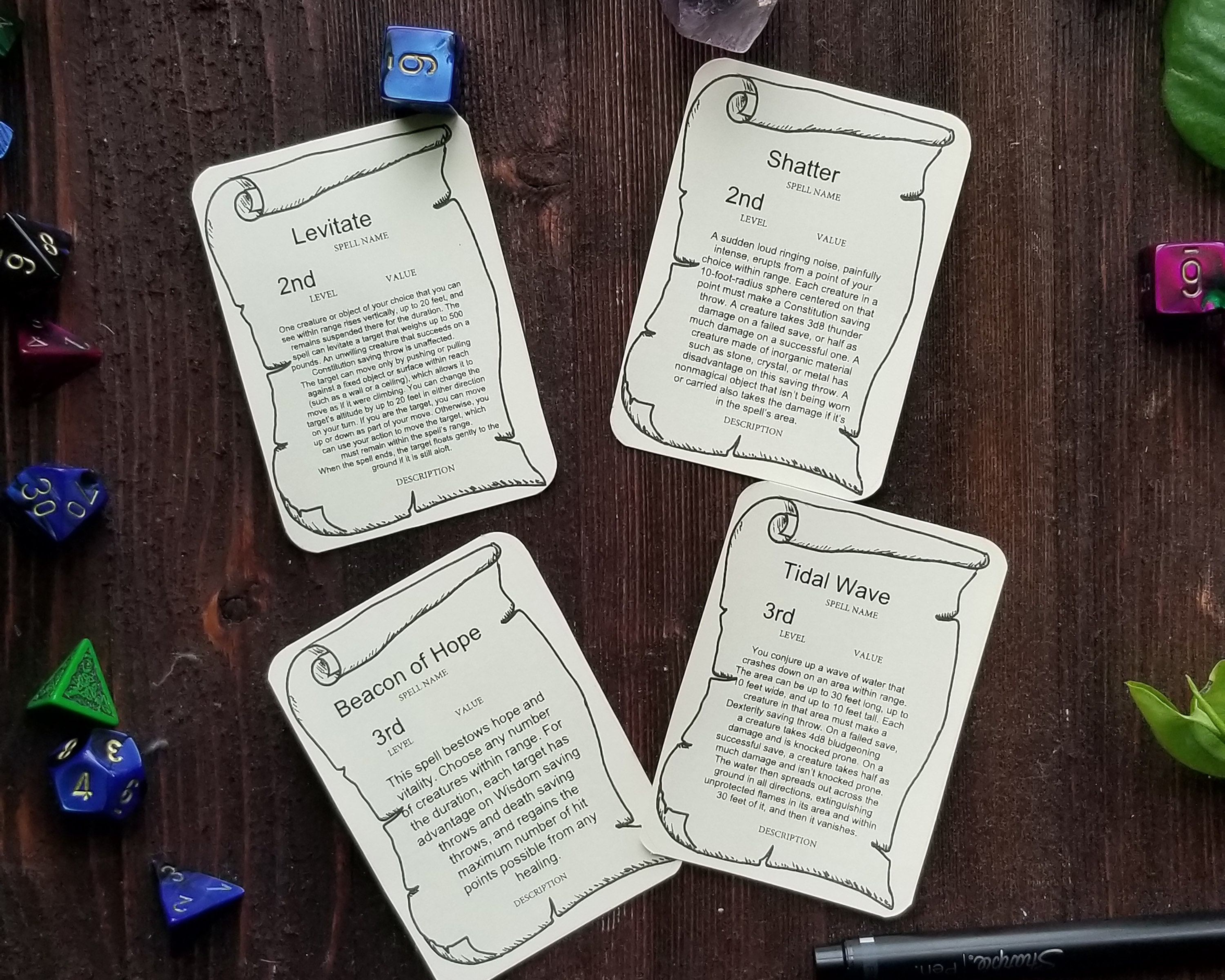 Spell Scroll Cards Printable Fillable PDF Dungeons and - Etsy