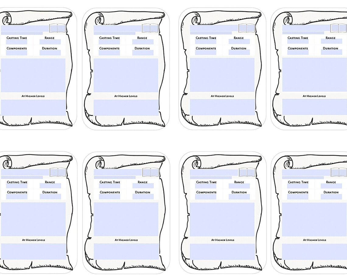 Spell Cards | Printable Fillable PDF| Dungeons and Dragons 5e ...