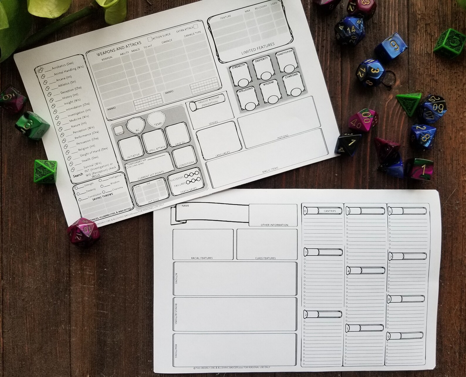D&D Mini Character Sheet Bundle Printable Fillable PDF - Etsy