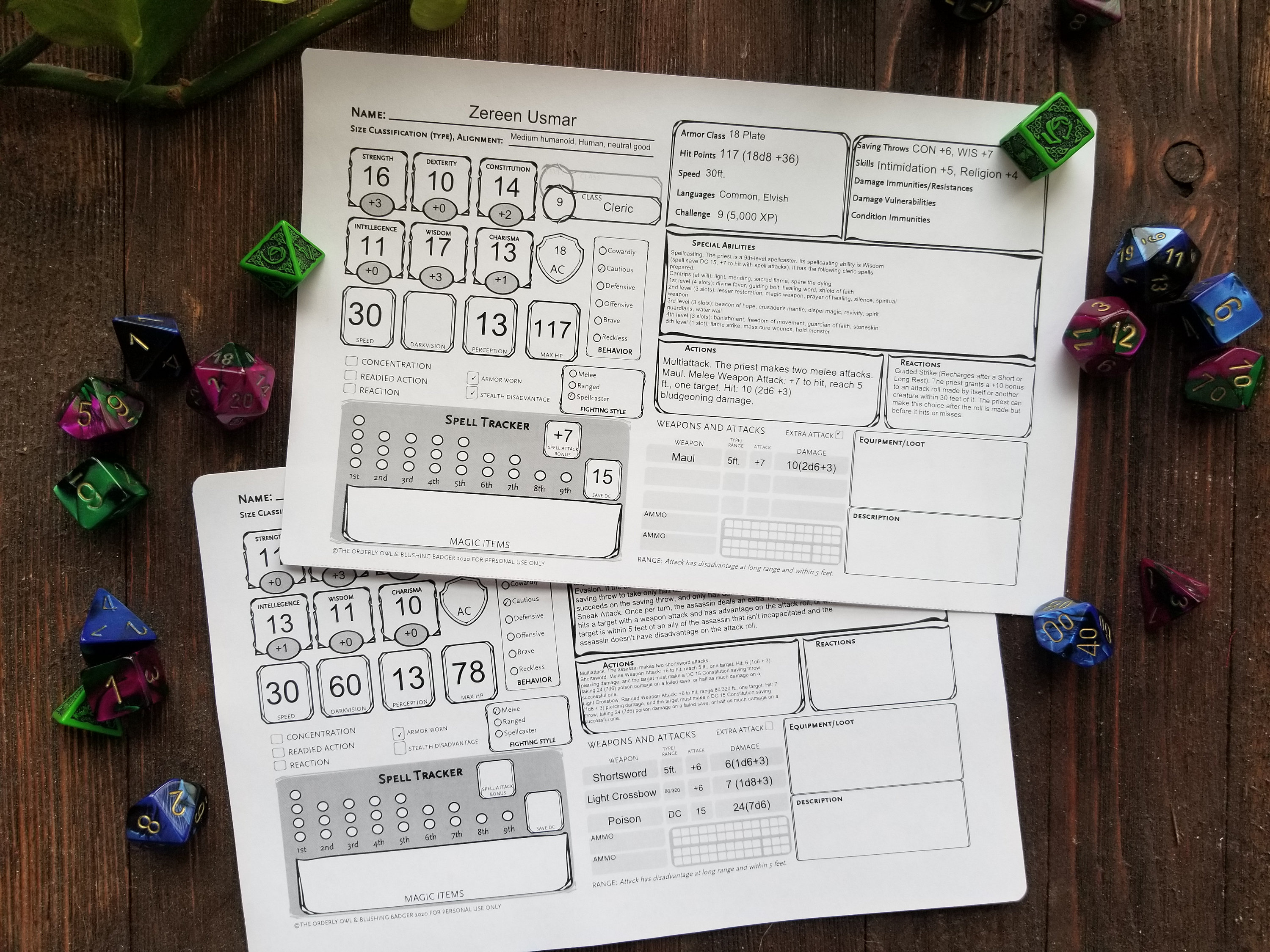 D&D Monster NPC Stat Cards Printable Fillable PDF Dungeons | Etsy