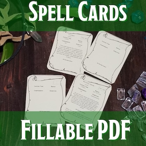 Spell Cards Printable Fillable PDF Dungeons and Dragons 5e Pathfinder ...