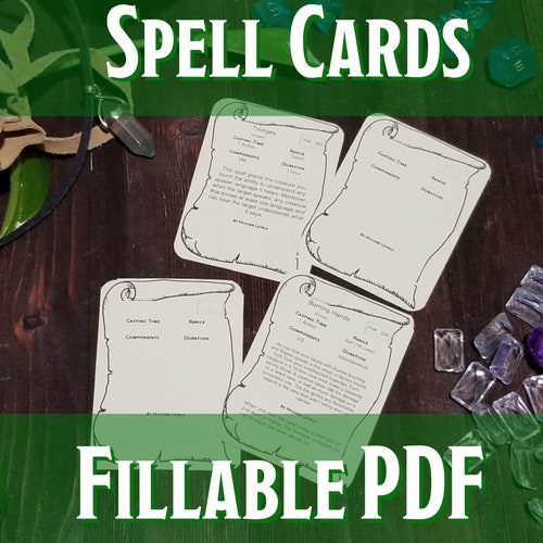 Spell Scroll Cards Printable Fillable PDF Dungeons and - Etsy