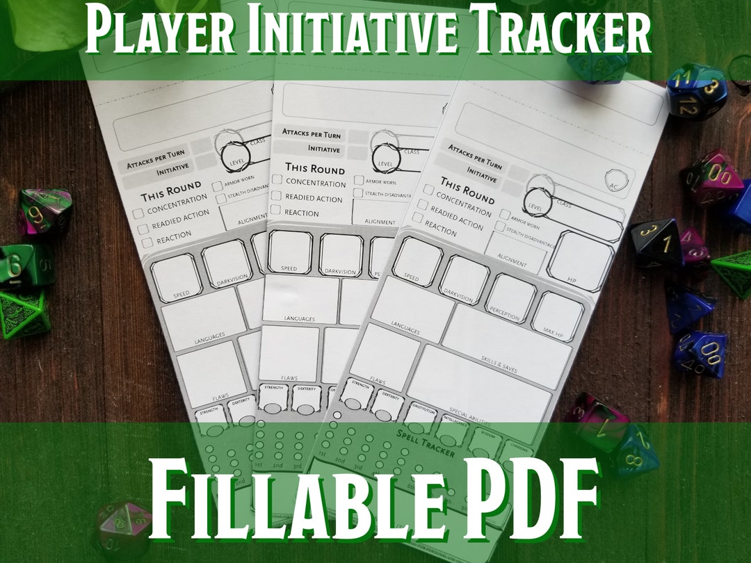 D&D Foldable Initiative Trackers Players Printable Fillable PDF ...