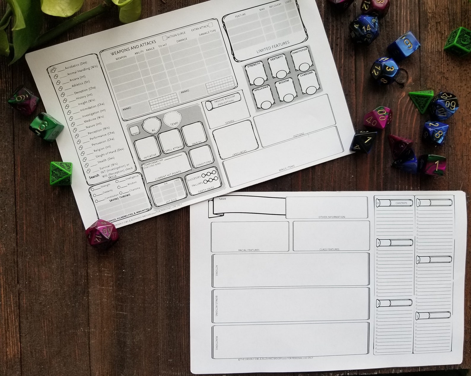 D&D Mini Character Sheet Half Caster Printable Fillable PDF - Etsy