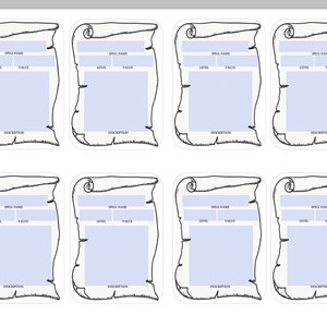 Spell Scroll Cards | Printable Fillable PDF| Dungeons and Dragons 5e ...
