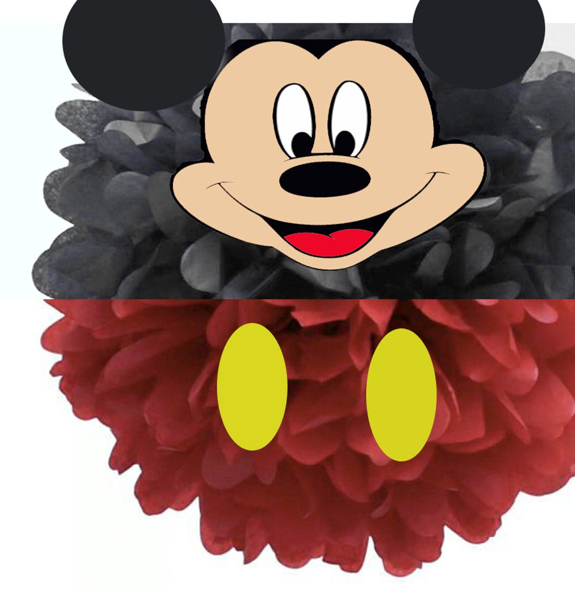 Disney Mickey Mouse Tissue Paper Pom Pom 12in Hanging - Etsy