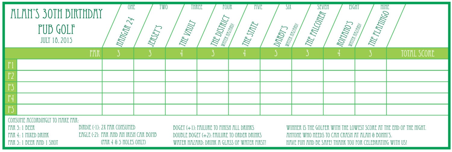 Pub Golf Scorecard Custom Printable Etsy UK Pub Golf Scorecard Custom Printable Etsy UK