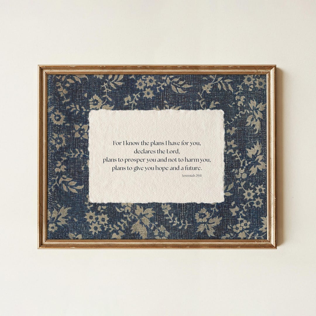 Jeremiah 29:11 Print Bible Verse Wall Art, Vintage Floral Christian ...