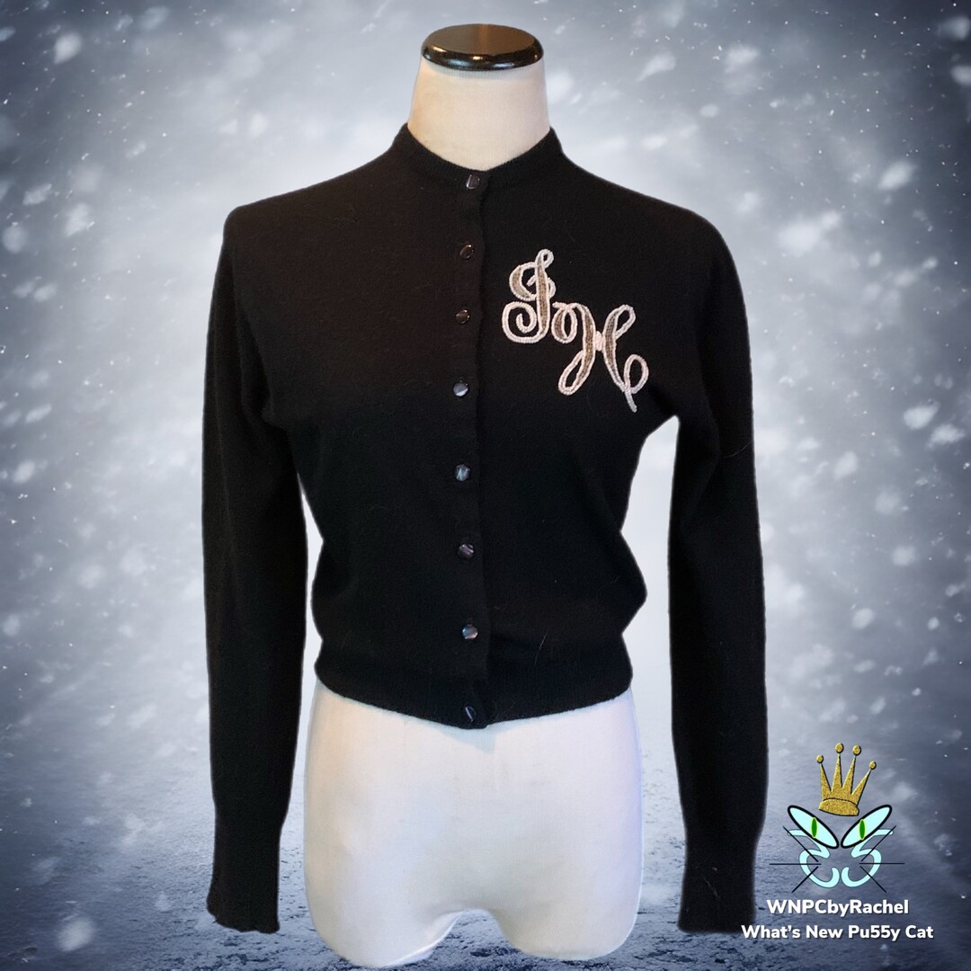 1950s Cashmere GH Monogram Cardigan, Small - Etsy