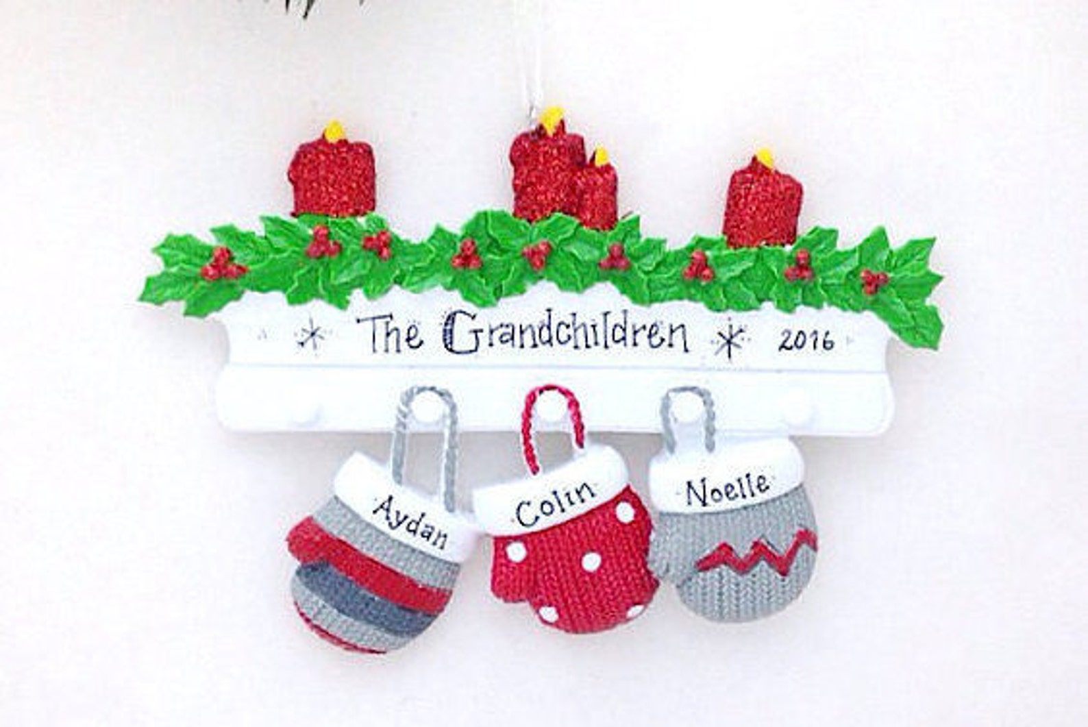 3 Family Mittens Ornament / Personalized Christmas Ornament / | Etsy