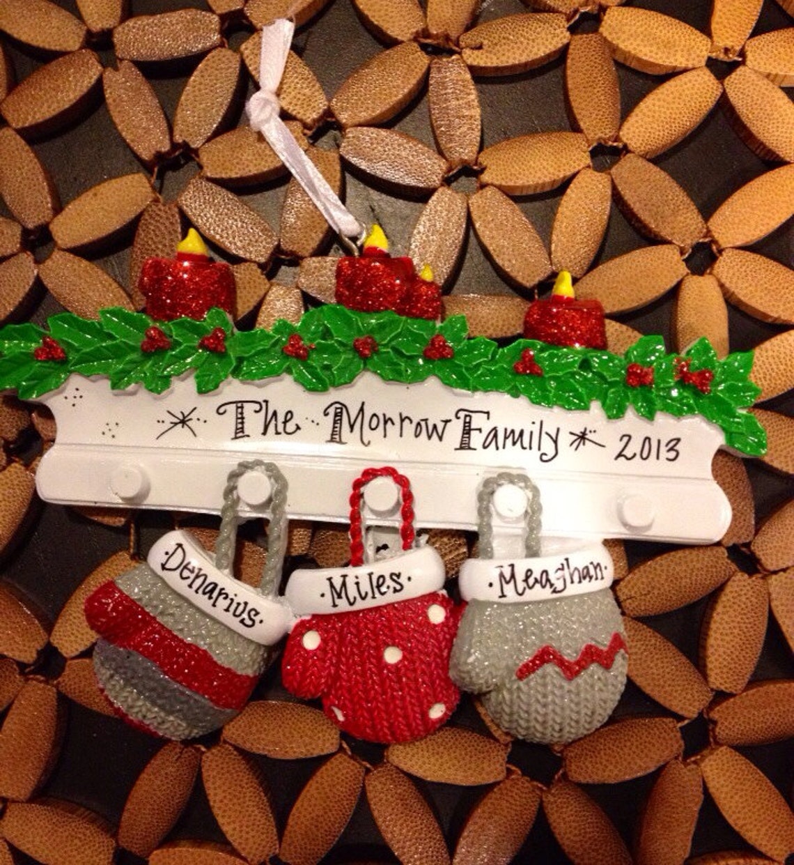 3 Family Mittens Ornament / Personalized Christmas Ornament / | Etsy