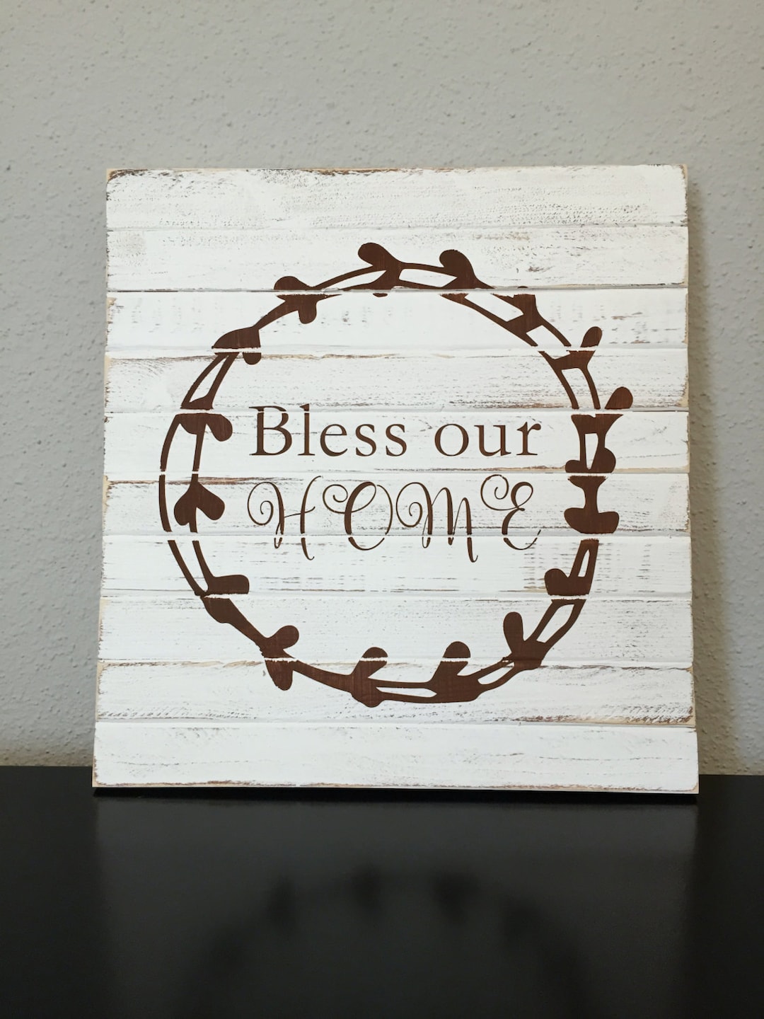 Made to Order Farmhouse Wall Art Rustic Wooden Distressed Sign Bless ...