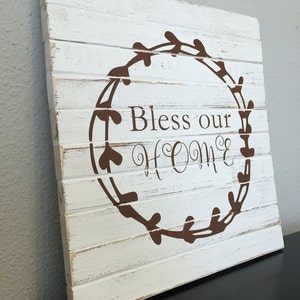 Made to Order Farmhouse Wall Art Rustic Wooden Distressed Sign Bless ...