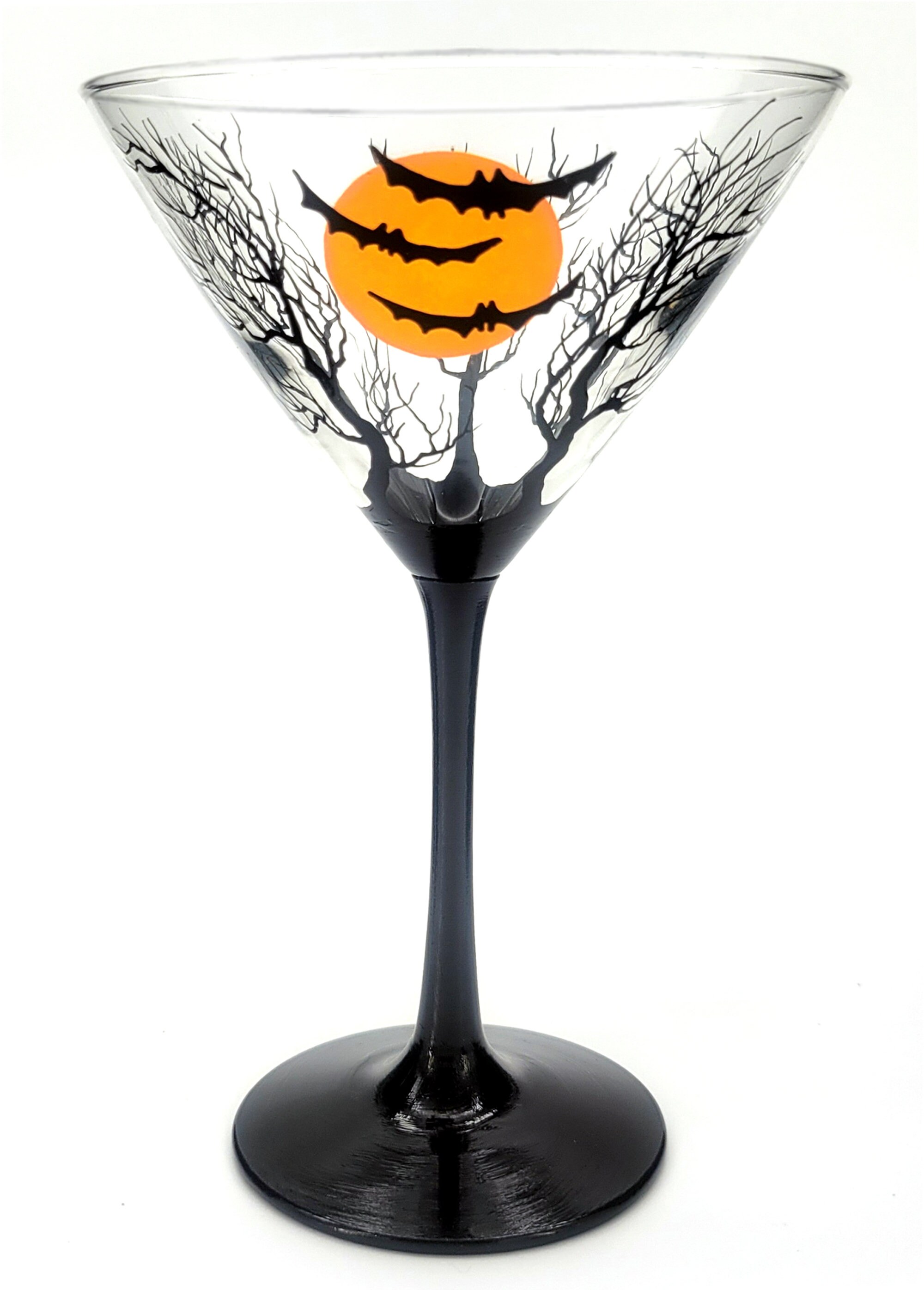 Halloween Martini Glass Witch Bats Raven Crow Hand | Etsy