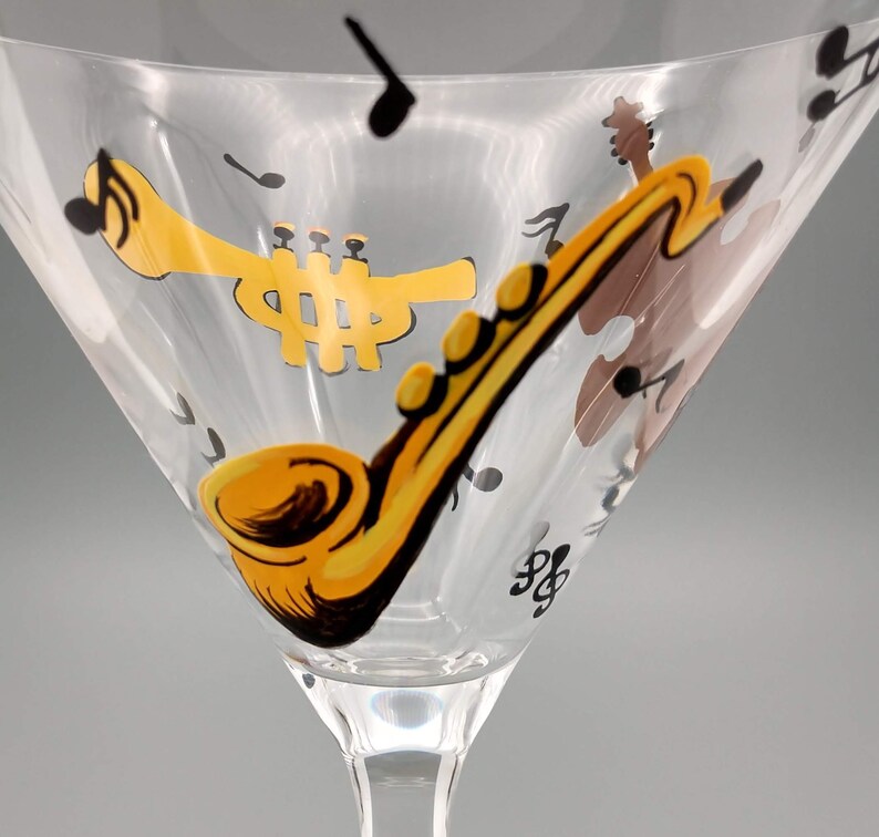 Jazz Themed Martini Glass Hand Painted Music Saxophone | Etsy