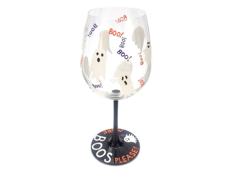More Boos Please Hand Painted Wine Glass - Ghost, Boo, Cute - Halloween ...
