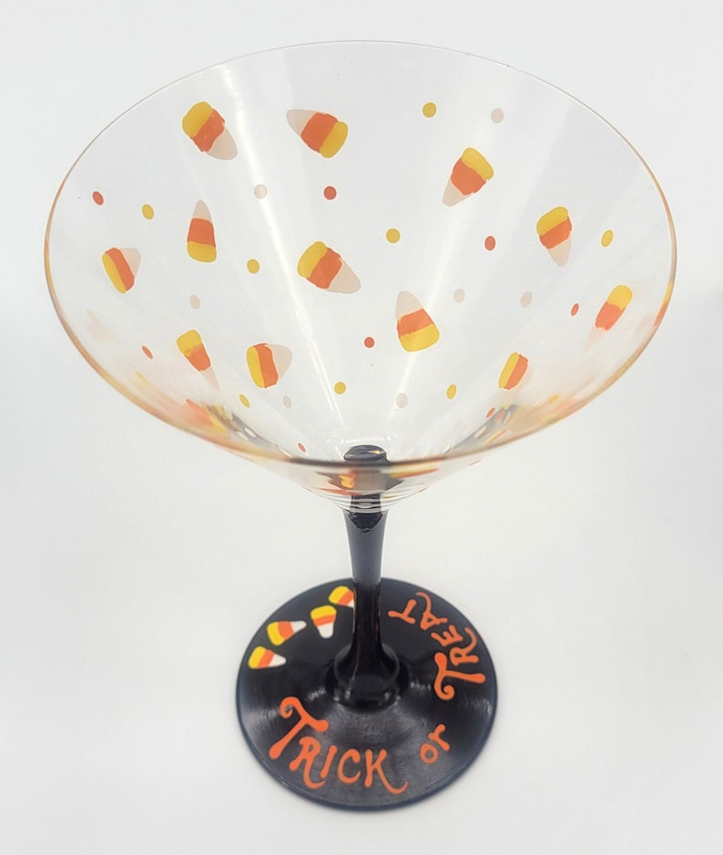 Candy Corn Martini Glass - Hand Painted - Fun Trick or Treat Halloween ...