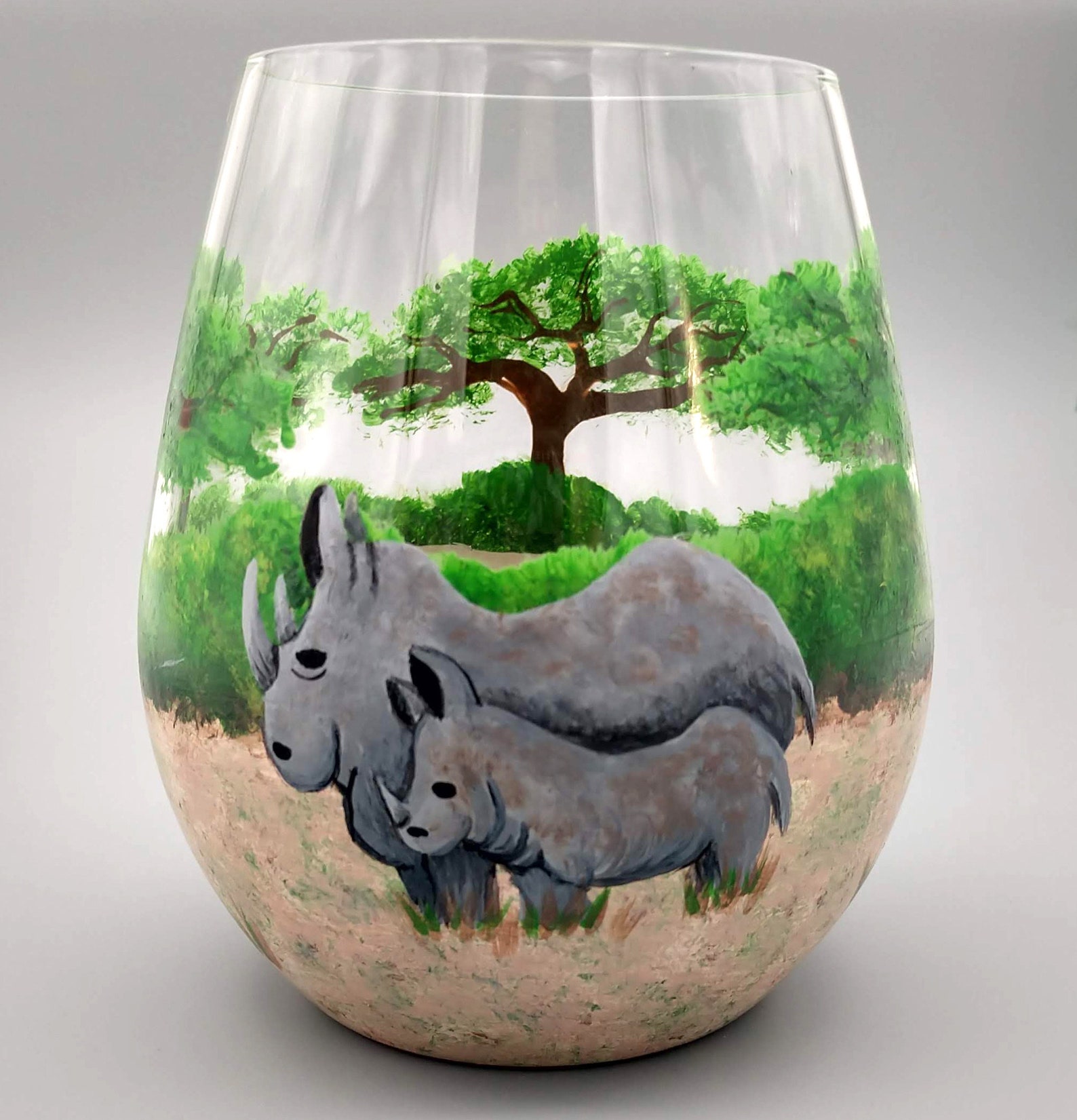 African Safari Hand Painted Wine Glass Stemless - Etsy