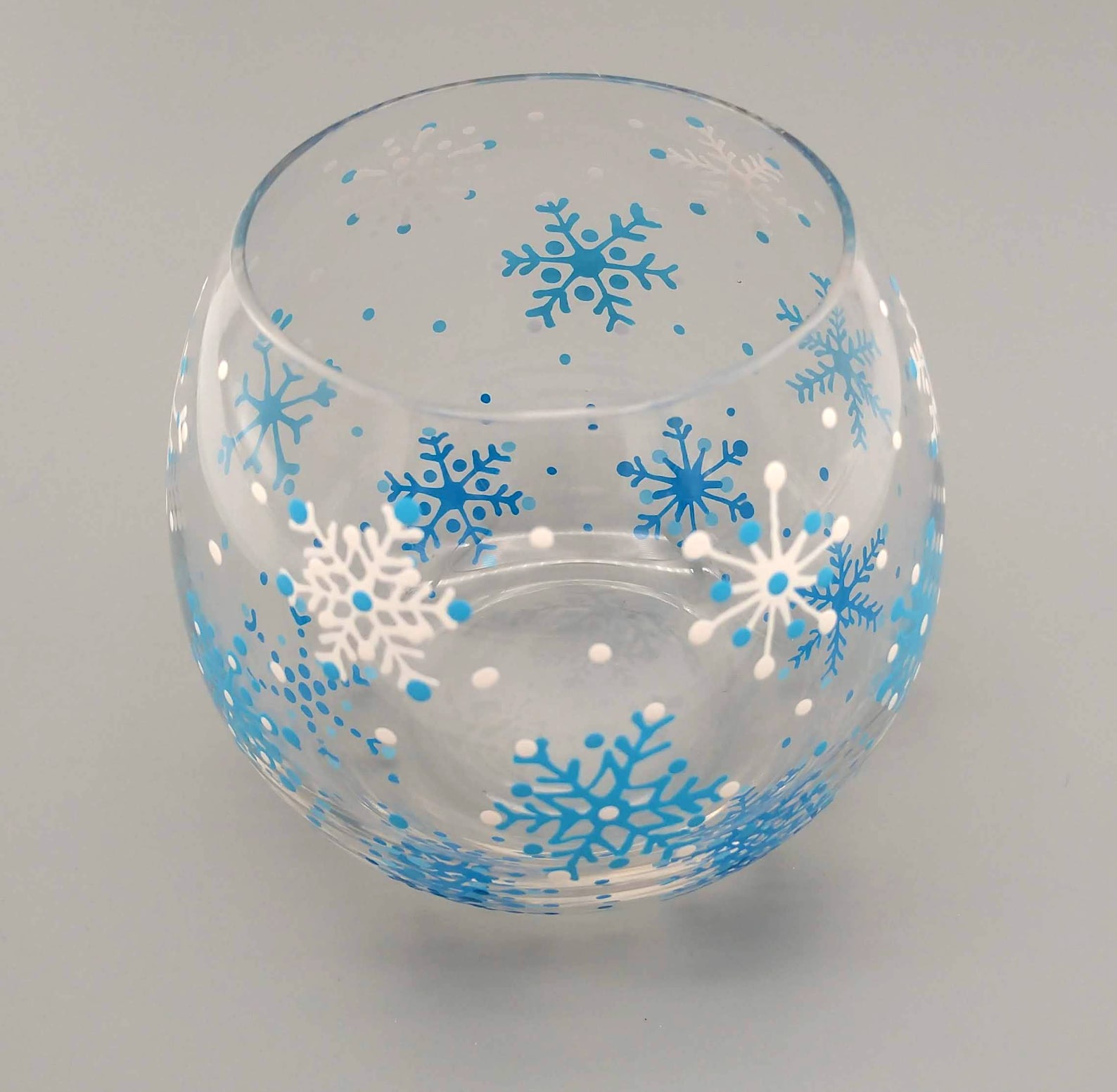 Hand Painted Snowflake Glasses Stemless Drinking Glasses | Etsy