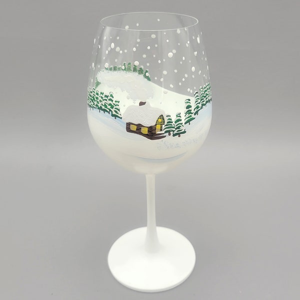 Hand Painted Christmas Wine Glasses - Etsy