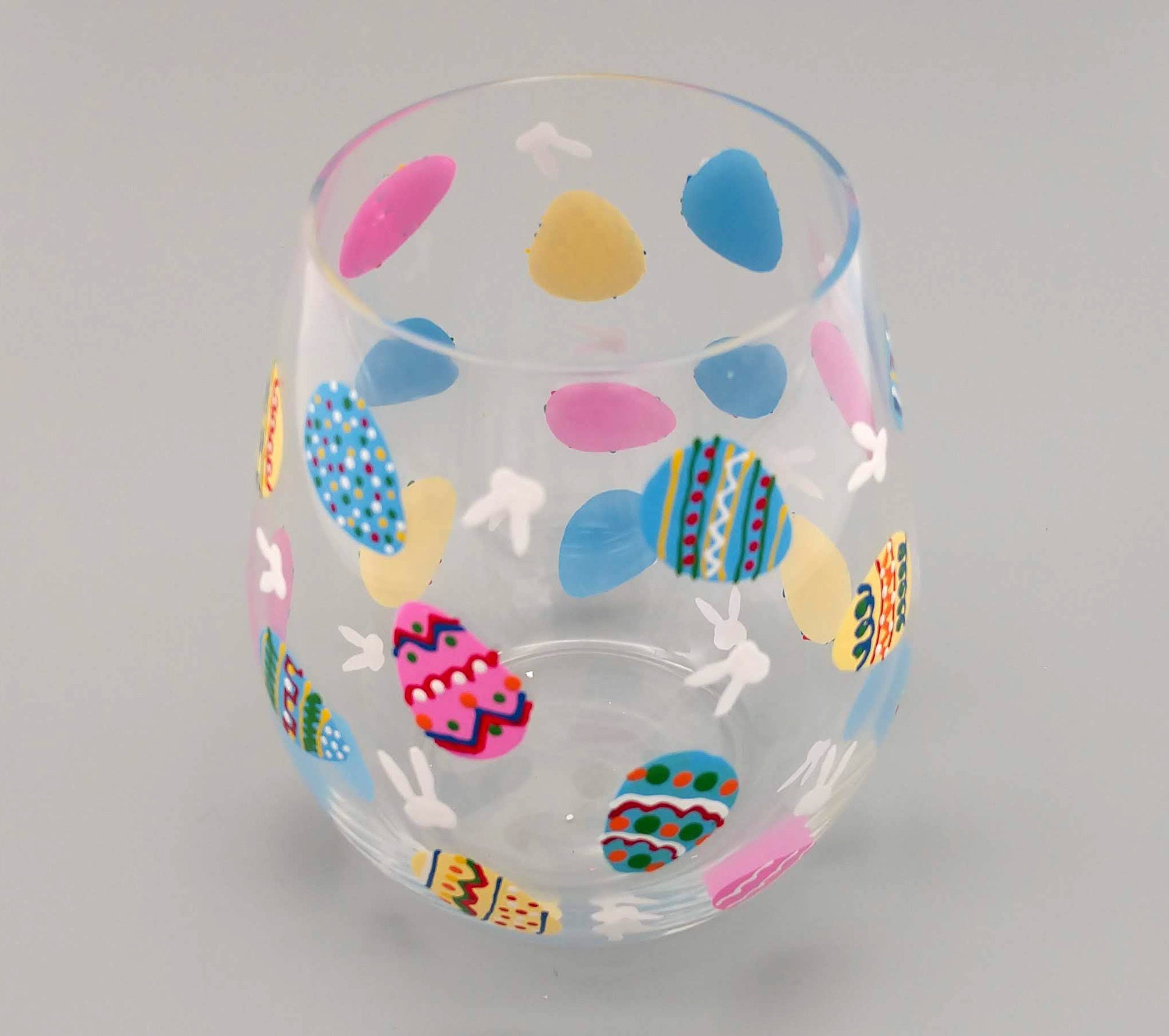 Easter Eggs Stemless Wine Glass Fun Decorated Eggs Hand | Etsy