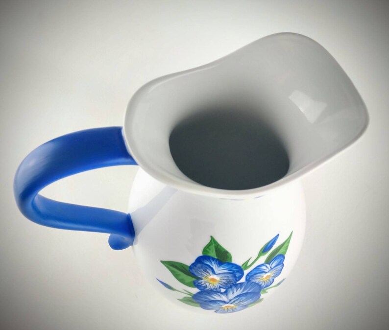 Hand Painted Water Pitcher Blue Flower Porcelain Blue | Etsy