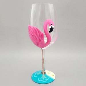 Pink Flamingo Wine Glass - Hand Painted - Personalized - Tropical ...