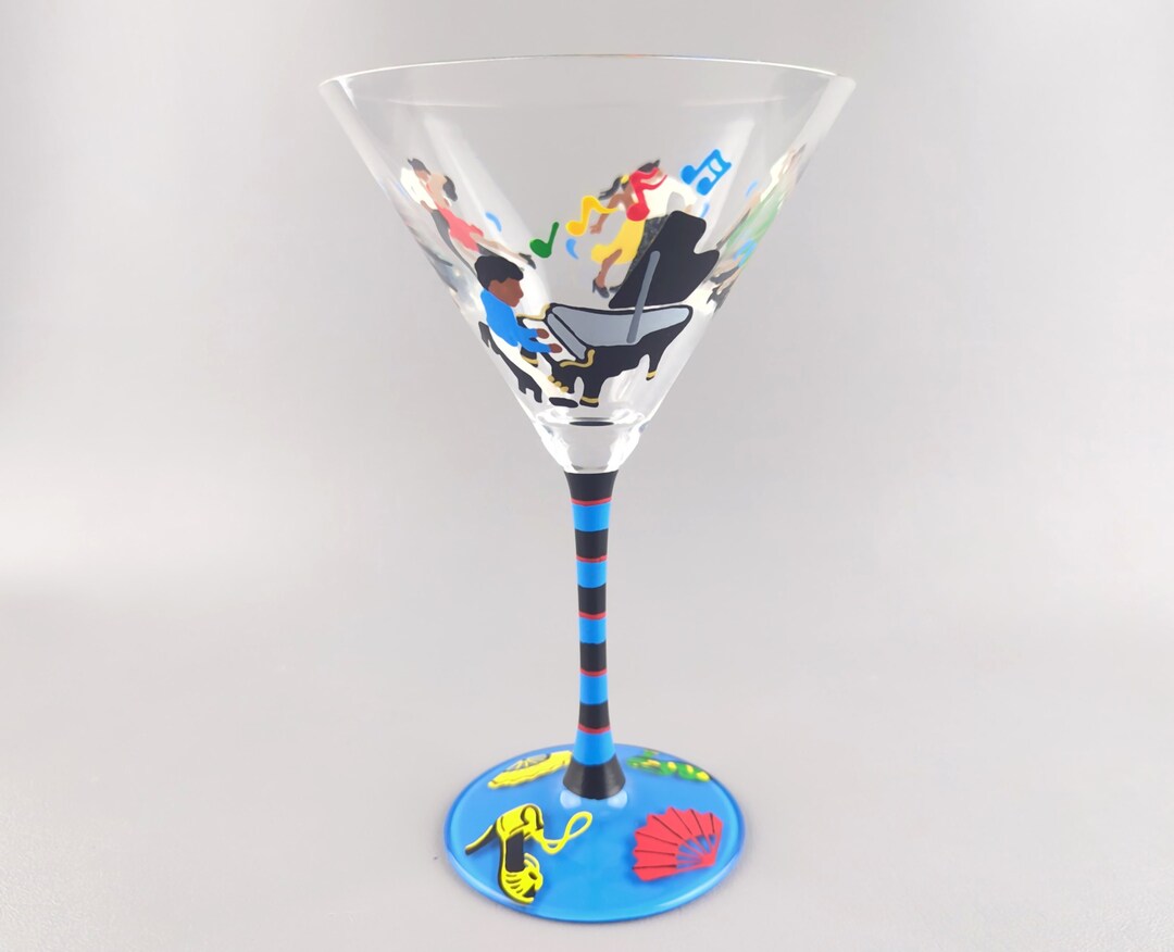 Salsa Dancers Themed Martini Glass - Hand Painted - Piano, Couples ...