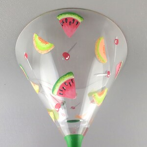 Melon Themed Martini Glass - Hand Painted - Watermelon, Fruit, Cocktail ...
