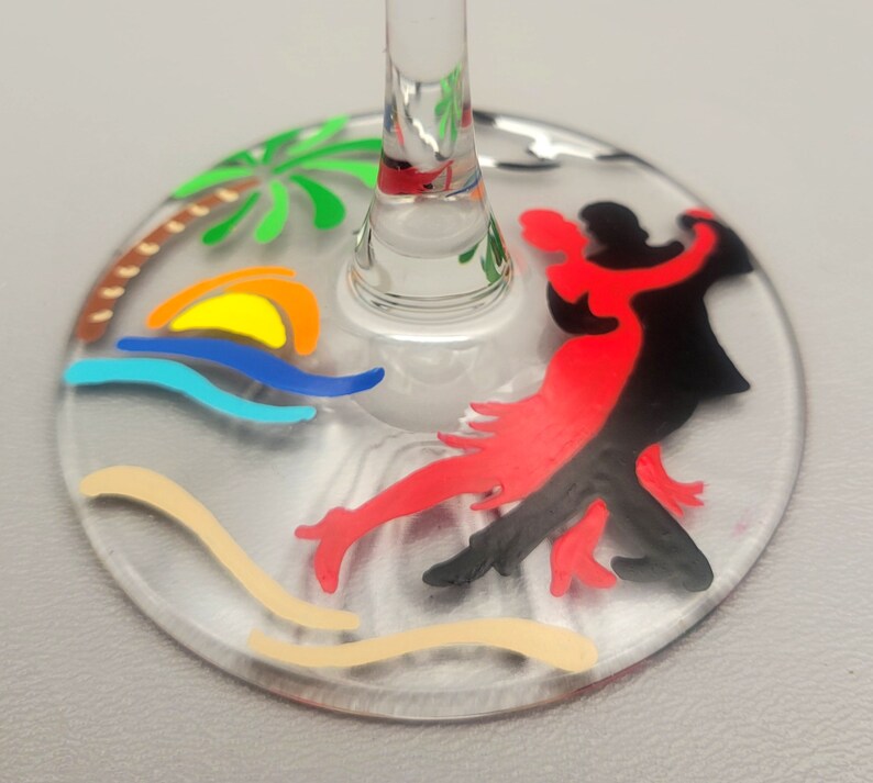 Salsa Dance Themed Margarita Glass - Hand Painted - Bright & Colorful ...