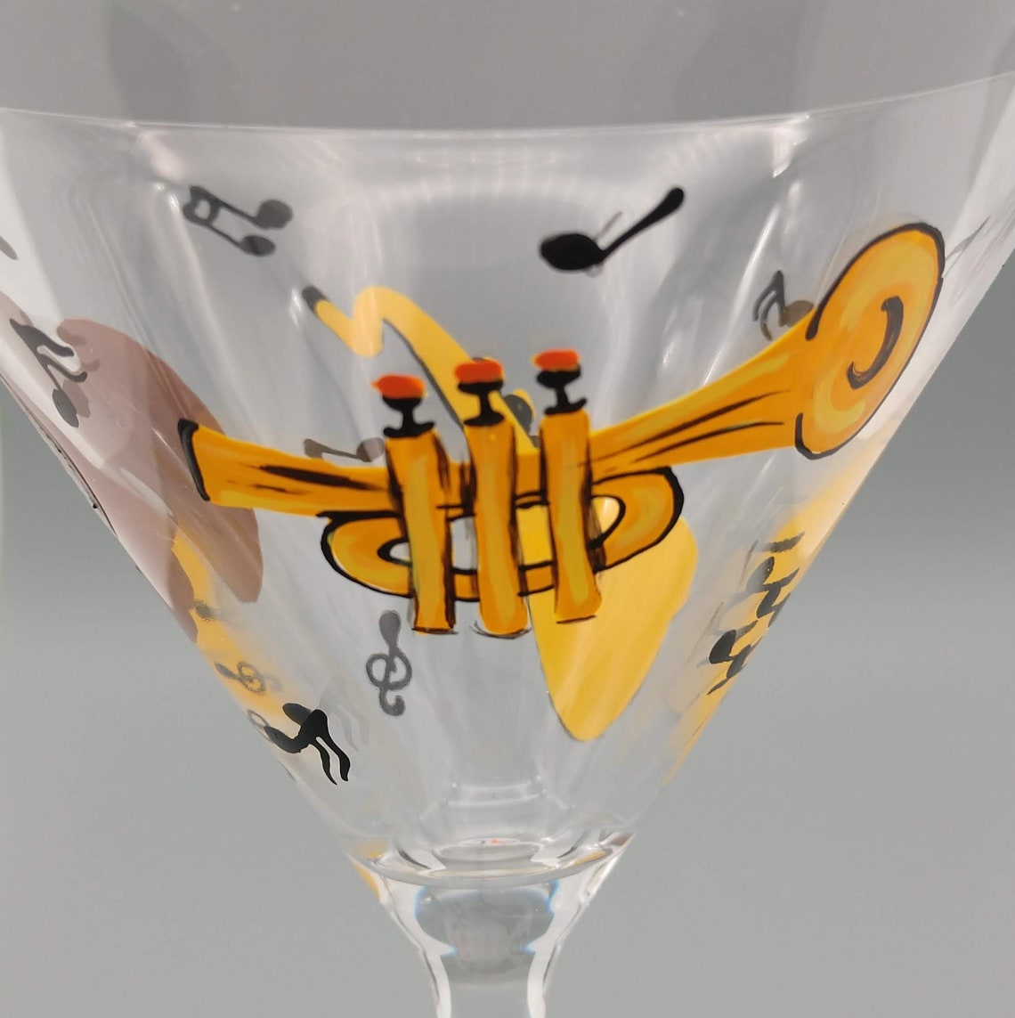 Jazz Themed Martini Glass Hand Painted Music Saxophone | Etsy