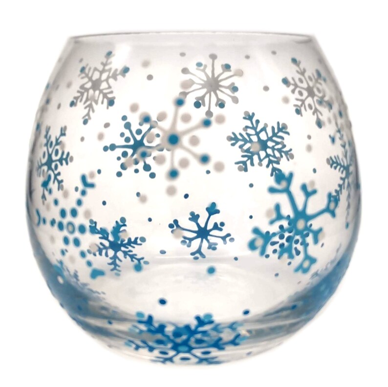 Hand Painted Snowflake Glasses Stemless Drinking Glasses | Etsy