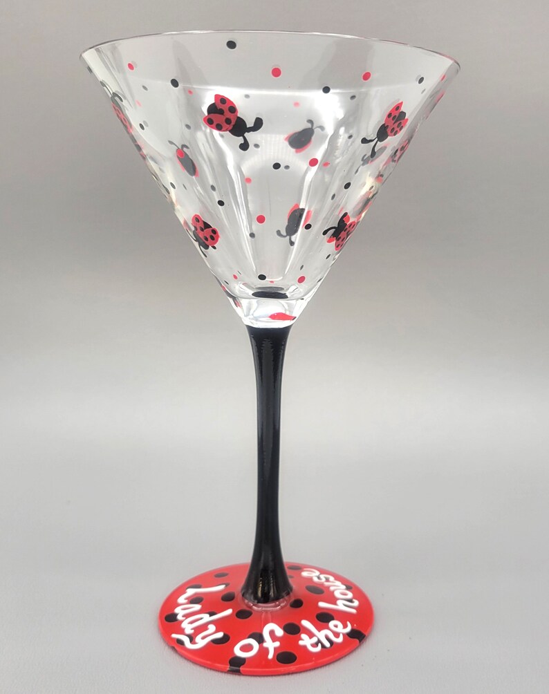Lady of the House Martini Glass Hand Painted Ladybugs Red - Etsy