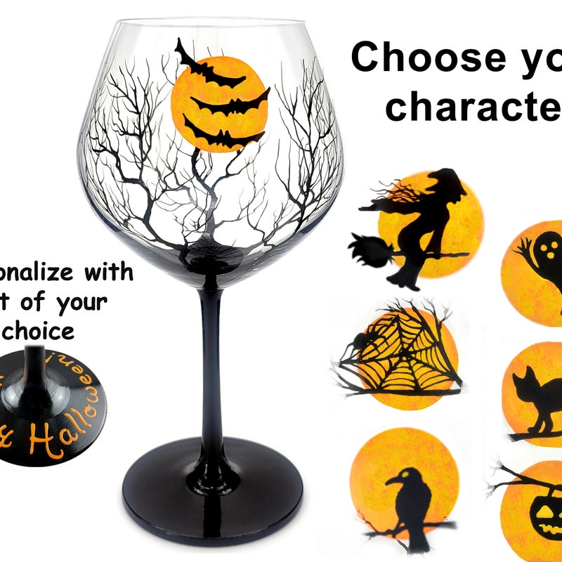 Halloween Goblet Wine Glass - Etsy